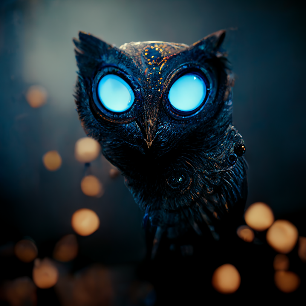 Owls hunting in a moonlit | Exchange.art